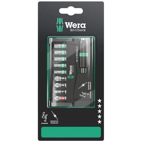 Wera Bit Check 10 Bitorsion 3 Sb 05073418001 ชุดดอกไขควง Bitorsion 3 Sb ในกล่องจัดเก็บ จำนวน