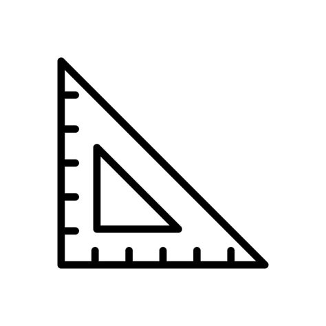 Triangle Protractor Triangular Ruler Measuring Tool Icon In Line Style Design Isolated On
