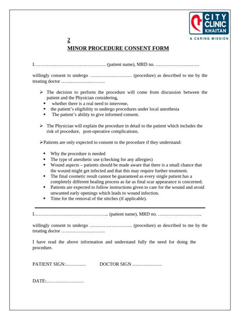 Minor Procedure Consent Form Cck Pdf