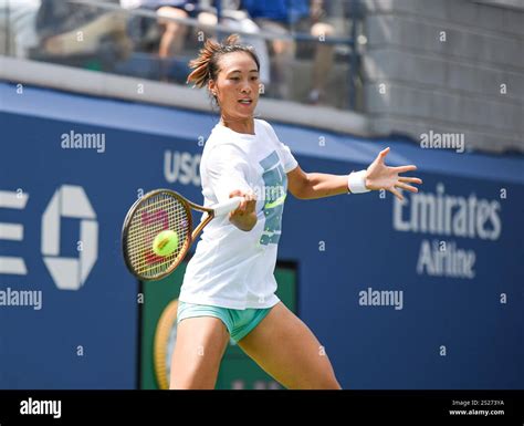 Chinese Tennis Player And Paris Olympic Champion Qinwen Zheng During A Practise Session At The