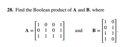 Solved Find The Boolean Product Of A And B Where Chegg