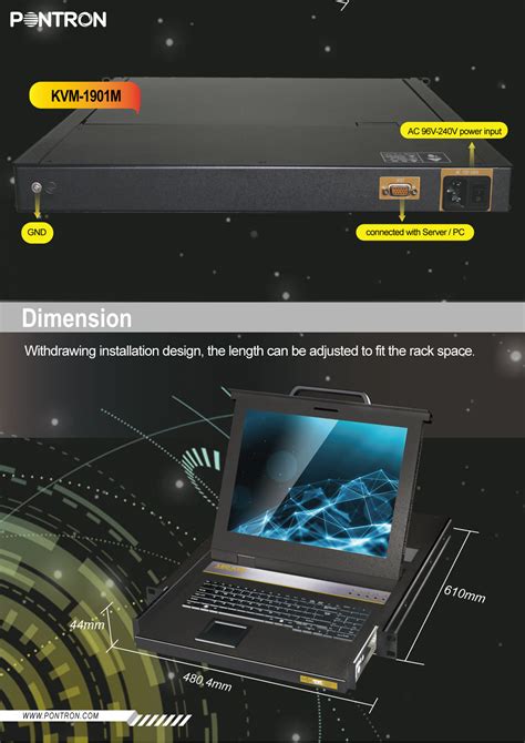 1U LCD KVM Drawer Rack Mount Vga KVM Switch 8 Ports KVM Console Cost Effective All In One 19
