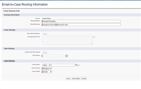Creating Email To Case Routing Information Salesforce Example