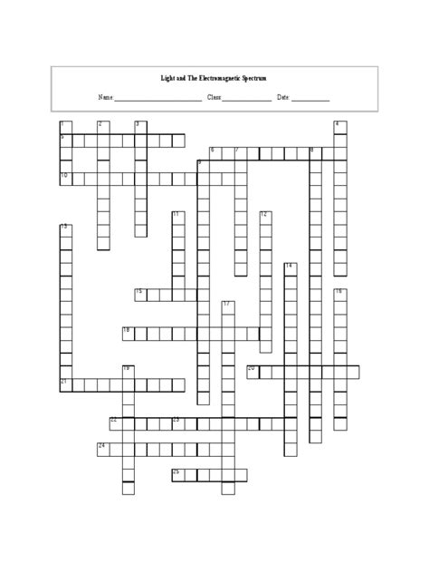 Waves Crossword Puzzle Pdf Light Electromagnetic Spectrum