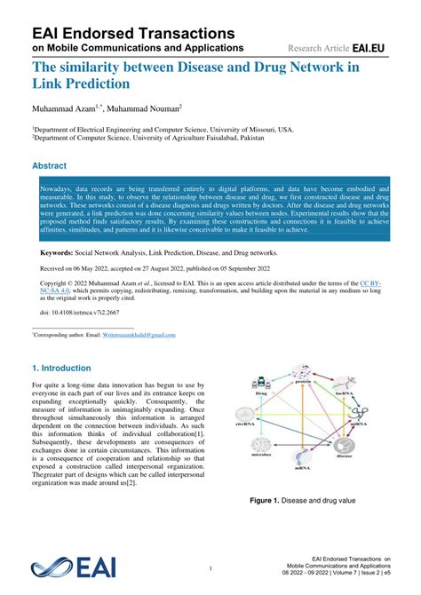 Pdf The Similarity Between Disease And Drug Network In Link Prediction