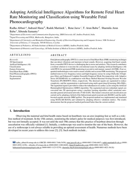 Pdf Adopting Artificial Intelligence Algorithms For Remote Fetal Heart Rate Monitoring And