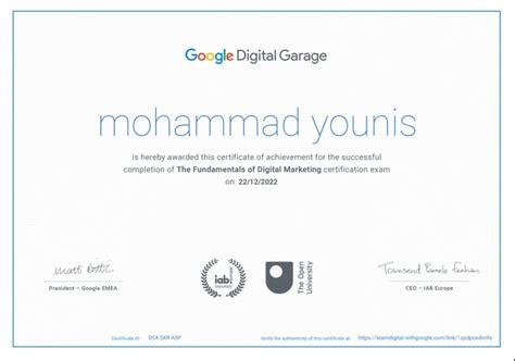 Completed Fundamentals Of Digital Marketing Program Mohammad Younis