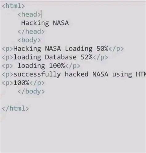 muhammad waris on linkedin how to hack nasa using 100 html 👾👾nasa