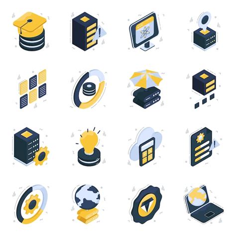 Pack Of Data And Analytics Isometric Icons Premium Vector