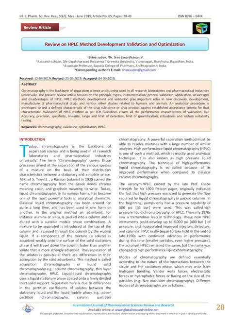 pdf review on hplc method development validation and optimization