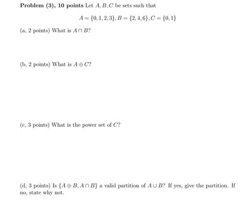 solved problem 3 10 points let a b c be sets such that a