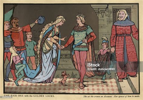 삽화 동화 신화 용감한 기사 Avenant와 결혼하는 공주 황금 자물쇠를 가진 공정한 사람 빈티지 일러스트 19 세기 왕자 황실에 대한 스톡 벡터 아트 및 기타 이미지