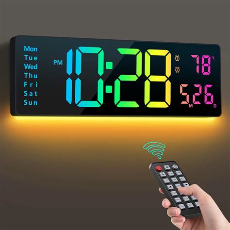 Digital Wall Clock 16 Wall Clocks With 11 Rgb Colors Alarm Clock With Night Lights For Sale
