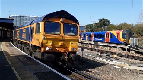 Gbrf Class 66 66760 And 66799 Depart Bournemouth With Tone 3y88 22