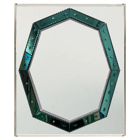 British Art Deco Mirror With Green Glass Detail For Sale At 1stdibs