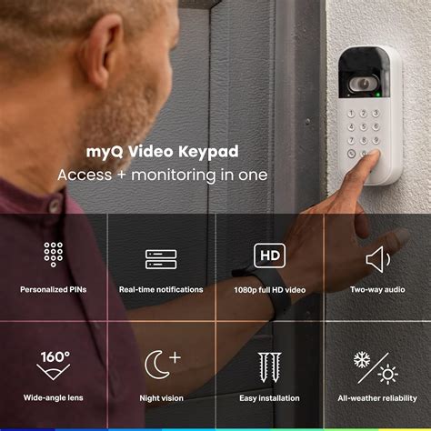 Myq Smart Garage Door Video Keypad With Wide Angle Cameracustomizable