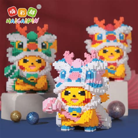 [ready Stock] Haicaipin Lion Dance Pokemon Pikachu Bricks Blocks Toy