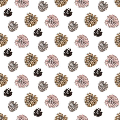 Monstera Deliciosa 잎 원활한 패턴 섬유 직물 배경 인쇄 벡터 병에 대 한 완벽 한 프리미엄 벡터