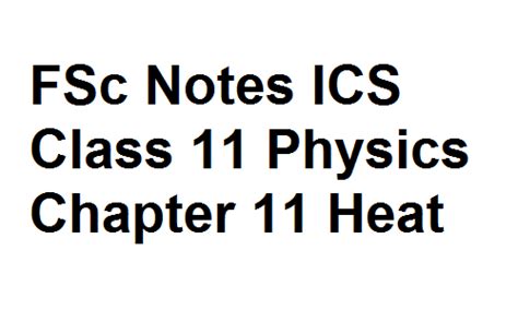 Fsc Notes Ics Class 11 Physics Chapter 11 Heat Charles Law Mathematical Expression Second Law