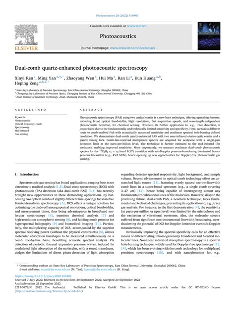 Pdf Dual Comb Quartz Enhanced Photoacoustic Spectroscopy