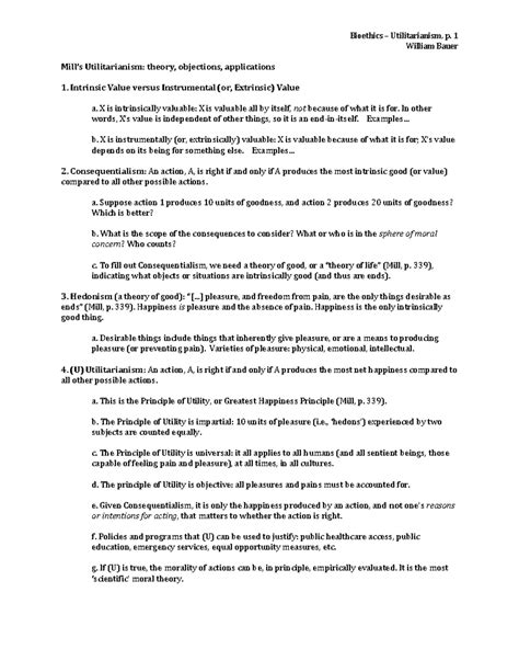 Mills Utilitarianism Theory Objections And Applications Bioethics