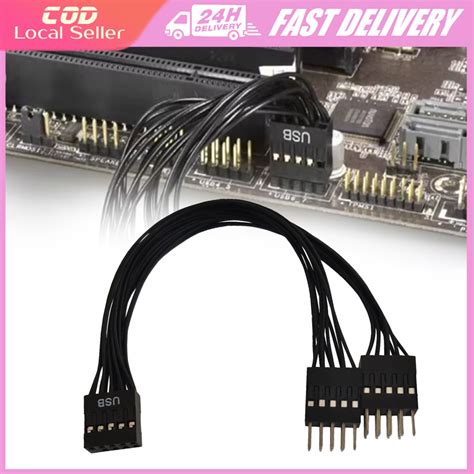 Computer Motherboard Usb 9 Pin 1 Female To 2 Male Hub Extension Cord Cable Y Splitter 1 To 2 Way