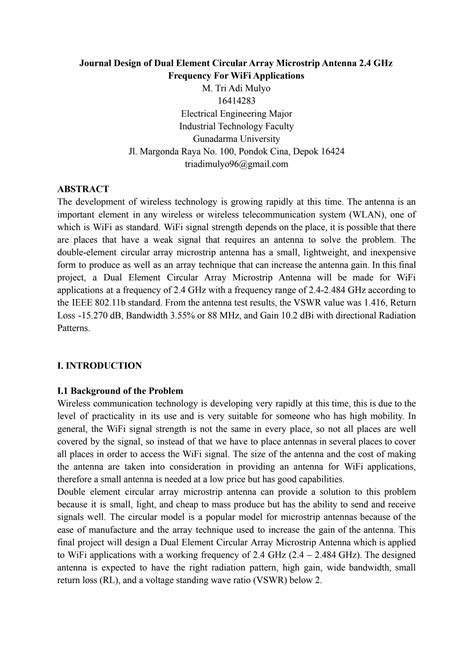 Solution Journal Design Of Dual Element Circular Array Microstrip