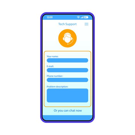 Tech Support Smartphone Interface Vector Template Mobile App Blue
