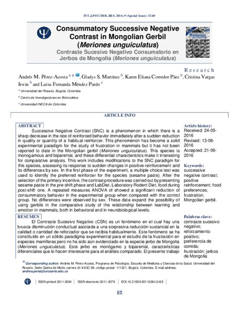Pdf Consummatory Successive Negative Contrast In Mongolian Gerbil Meriones Unguiculatus