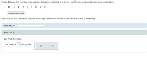 Solved Use Excel To Find The Mean Median Midrange And