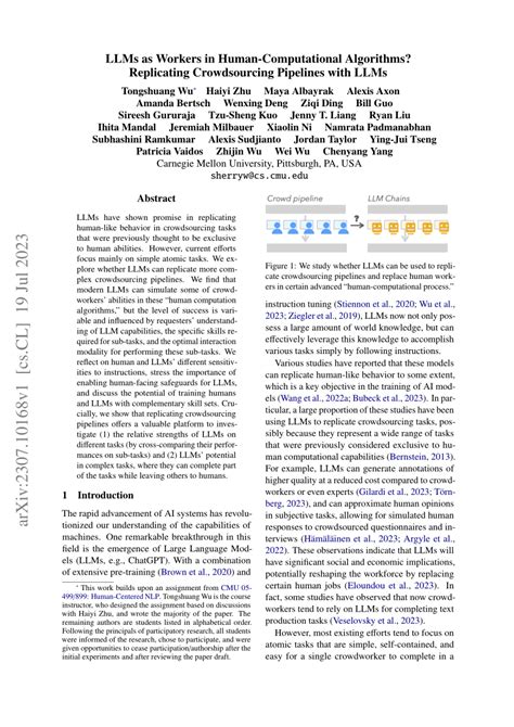 Pdf Llms As Workers In Human Computational Algorithms Replicating Crowdsourcing Pipelines