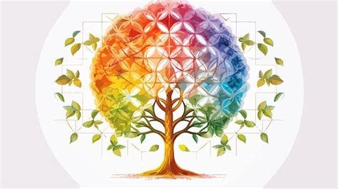Sacred Geometry Flower Life Tree Yantra Vector Illustration Premium