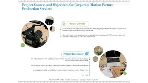 Project Context And Objectives For Corporate Motion Picture Production