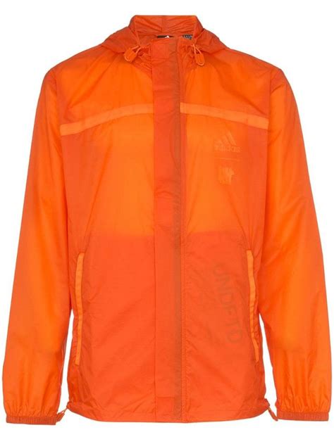 Adidas X Undefeated Hooded Zip Up Jacket Orange Jackets Mens Lightweight Jacket