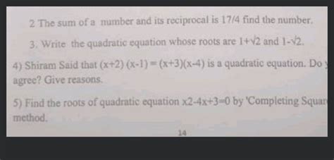 The Sum Of A Number And Its Reciprocal Is Find The Number Write