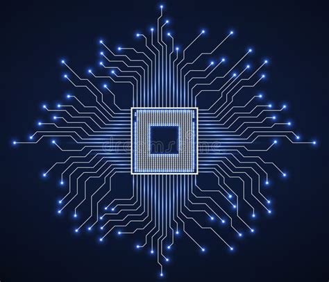 Cpu Microprocessor Microchip Glow Logo Stock Vector Illustration
