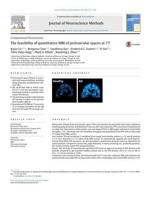 Pdf The Feasibility Of Quantitative Mri Of Perivascular Spaces At 7t