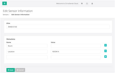 Edit Sensor Metadata And Settings Cirrussense Cloud