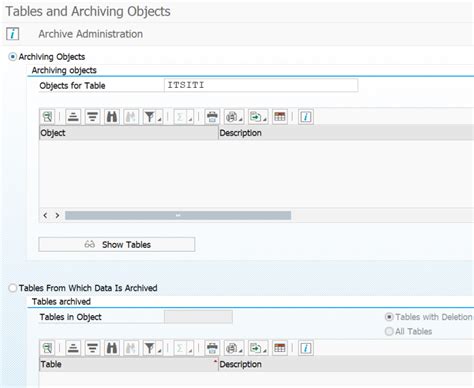 Db15 Tables And Archiving Objects