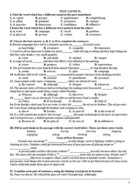 Unit 9 Test 2 Pdf Adolescence Intimate Relationships