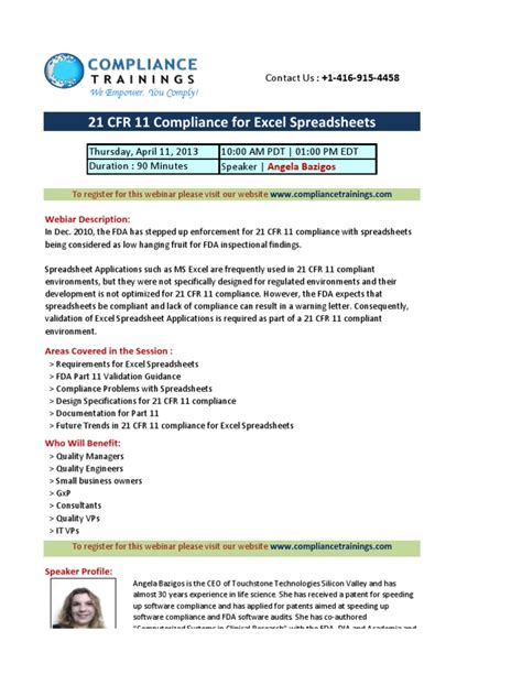 21 Cfr 11 Compliance For Excel Spreadsheets Regulatory Compliance