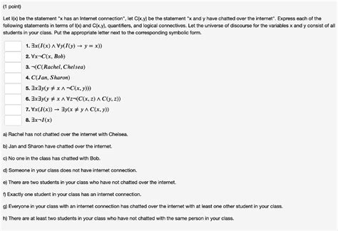 Solved Point Let X Be The Statement X Has An Chegg Com