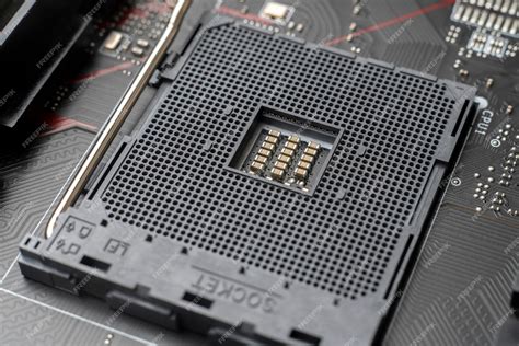 Premium Photo The Macro View The Empty New Computer Socket On The Motherboard For Central