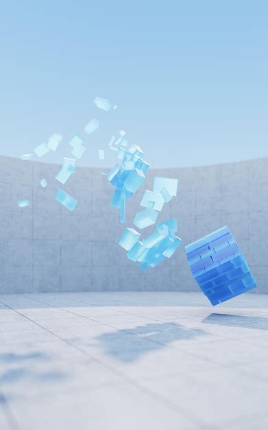 Premium Photo Translucent Cubes With Outdoor Background 3d Rendering
