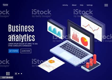 컨셉 비즈니스 전략 그리고 계획입니다 데이터 분석입니다 방문 페이지 템플릿입니다 3 차원 Isometric 일러스트 벡터 3차원 형태에 대한 스톡 벡터 아트 및 기타 이미지