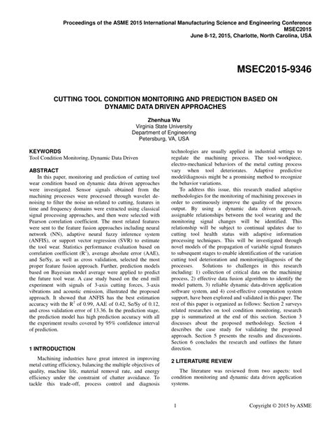 Pdf Cutting Tool Condition Monitoring And Prediction Based On Dynamic