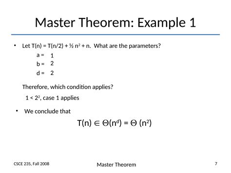 Master Theorem Related To The Algorithm Analysis Course Ppt