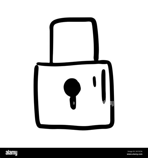 Hand Drawn Lock Padlock Doodle Protection Security Icon Isolated On White Sketch Of Security