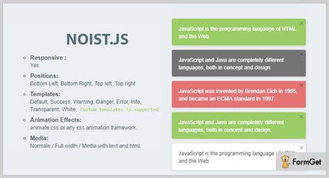 Jquery Notification Plugins Free And Paid Formget