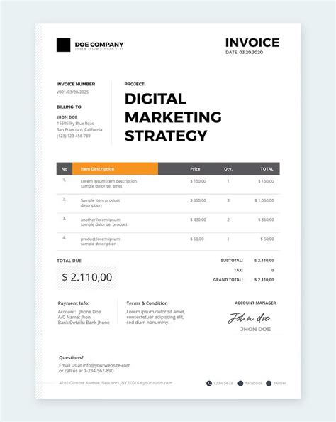 Invoice Design Ai Psd Eps Artofit